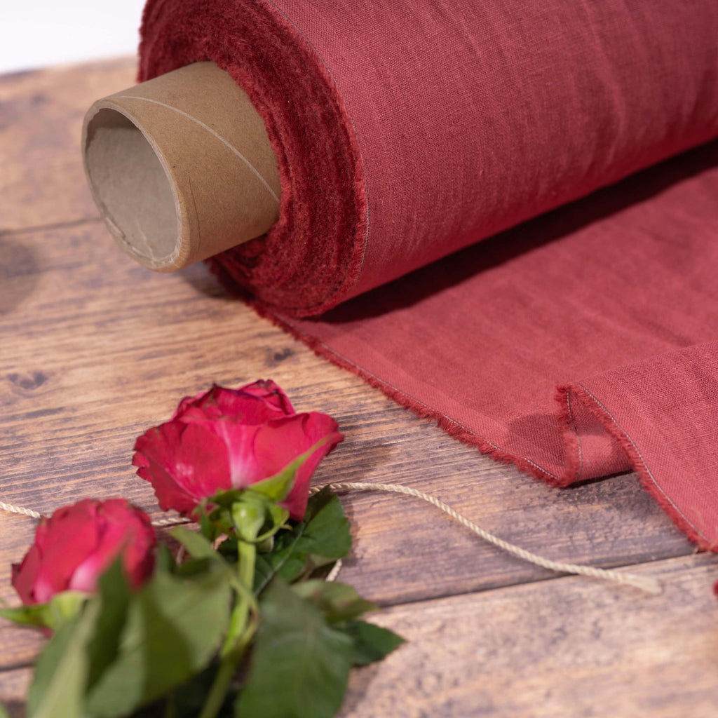 Washed Raspberry Linen Fabric by the Metre | Wild Linens