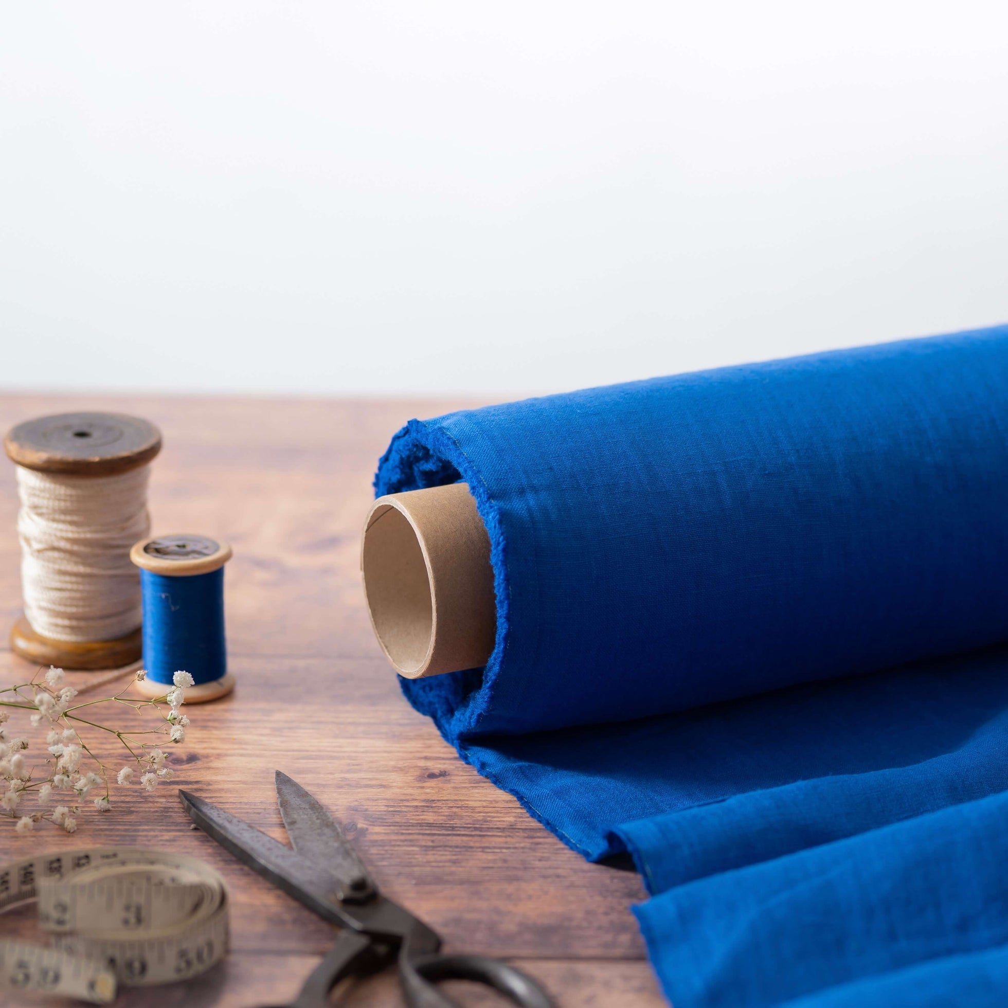 Washed Royal Blue Linen Fabric by the Metre | Wild Linens