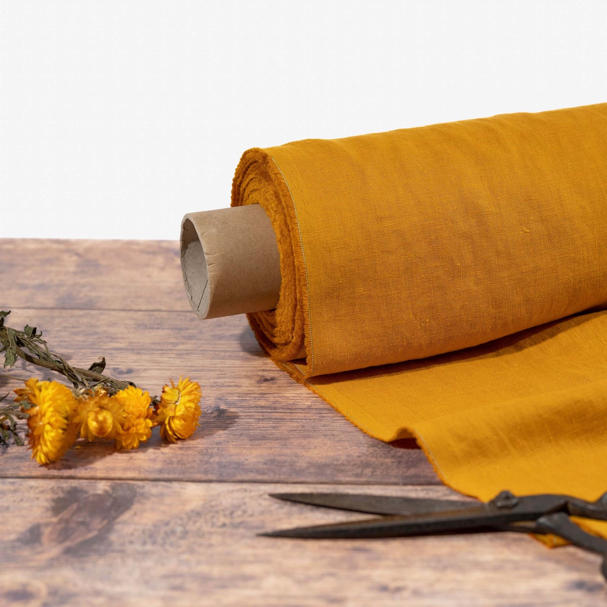 Mustard Yellow Linen Fabric by the Metre | Wild Linens