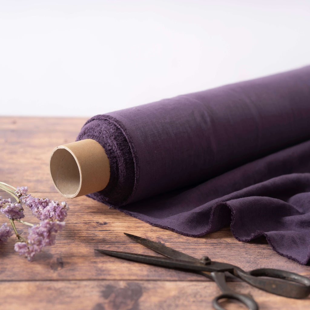 Washed Grape Purple Linen Fabric by the Metre | Wild Linens