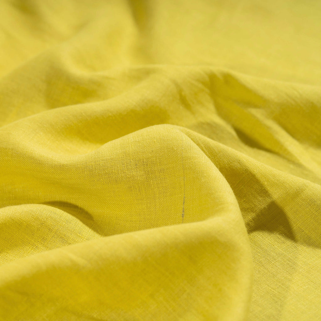 Washed Lemon Yellow Linen Fabric by the Metre | Wild Linens