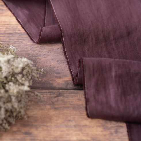 Washed Plum Purple Linen Fabric by the Metre | Wild Linens