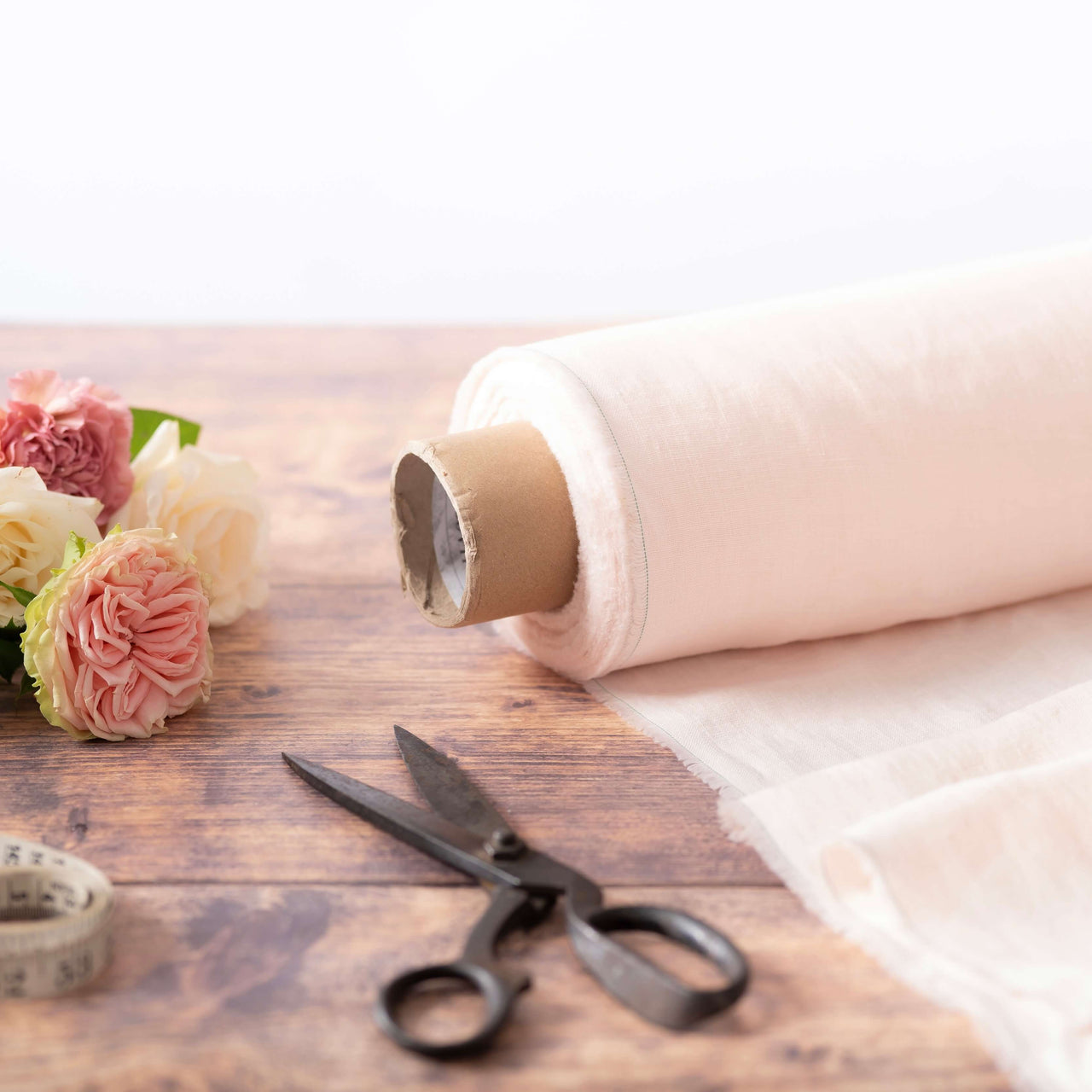 Washed Pale Pink Linen Fabric by the Metre | Wild Linens