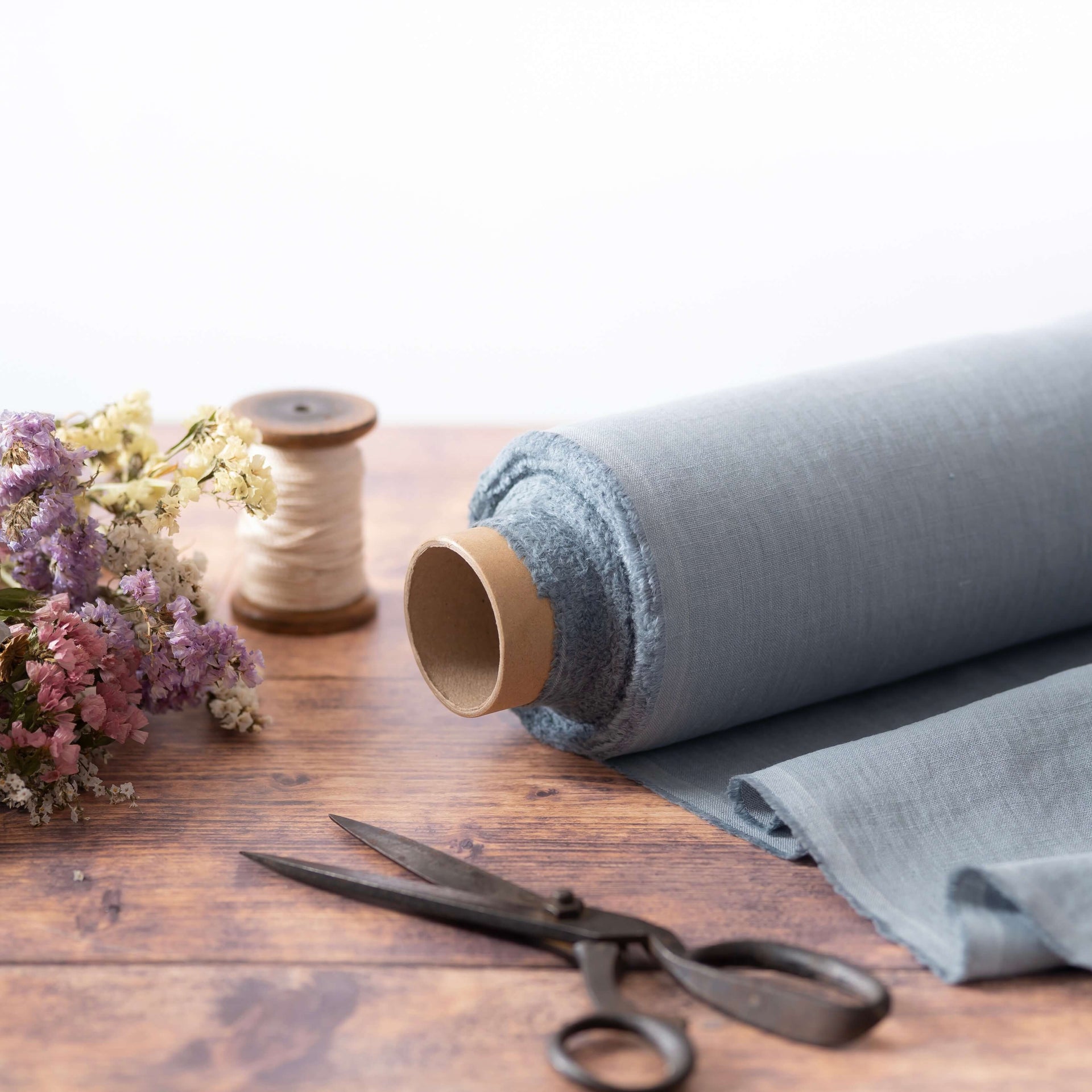 Softened & Washed Blue Linen Fabrics | Wild Linens UK Store